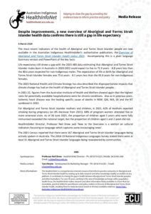 Media release - new overview of Aboriginal and Torres Strait Islander ...